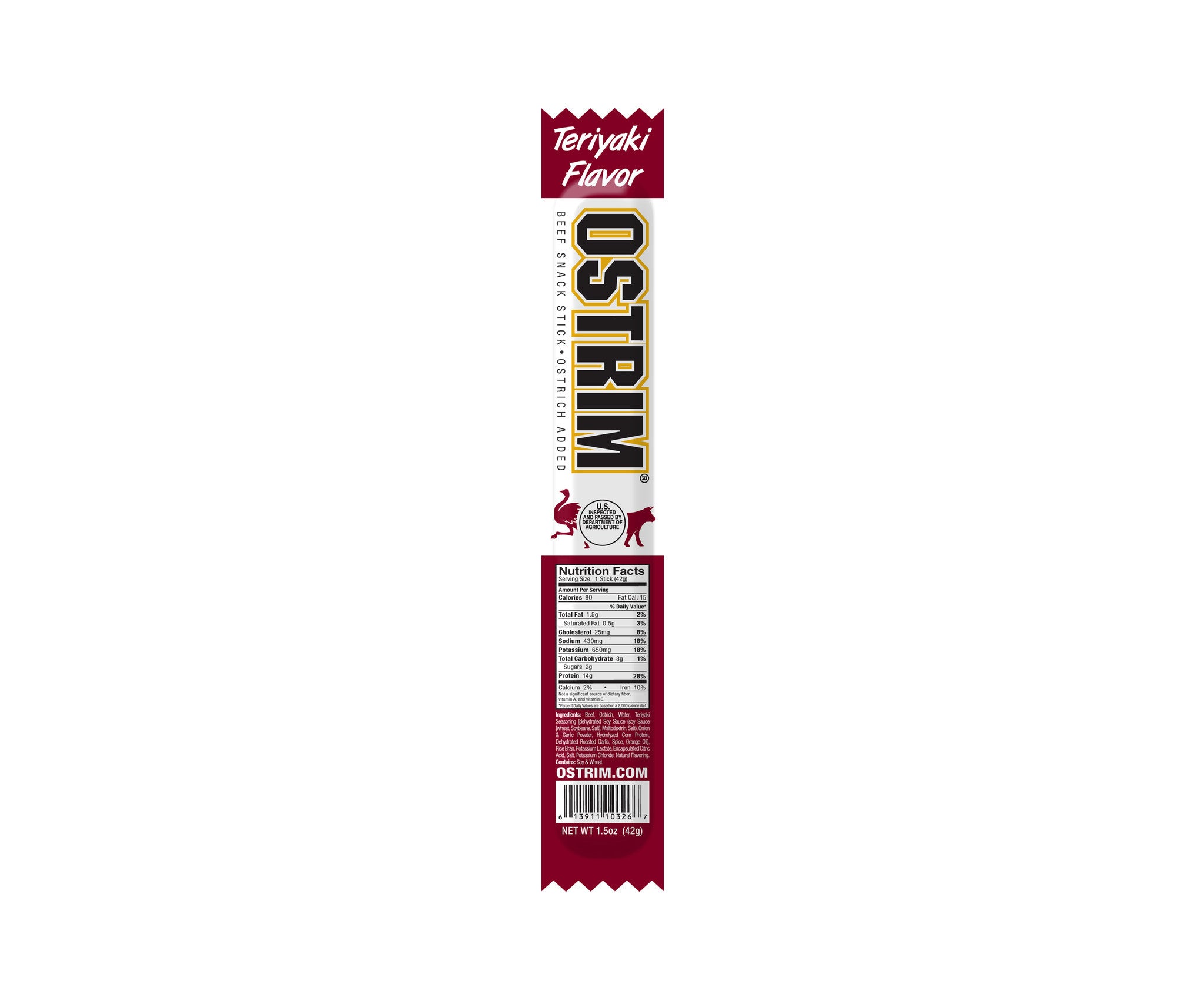 Ostrim Beef & Ostrich Teriyaki Protein Sticks – North Carolina Weight ...
